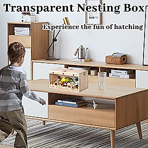 Hamiledyi Parakeet Nesting Box Transparent Budgie Nest Breeding Box with Perch Wood Bird House for Cage Natural Lovebird Breeder Box for Parrot Finch Canary Conure Mating Hatching (5 x 9.84 x 5.31 in)