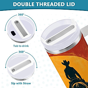 Jihqo Western Cowboys under Sunset 40 oz Stainless Steel Vacuum Insulated Tumbler with Handle and Straw Lid, Leakproof Water Bottle Double Wall Travel Mug Coffee Cup, Cupholder Friendly