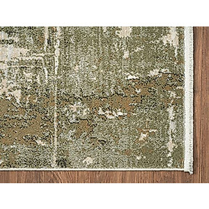 Abani Savoy Collection Area Rug - Contemporary Green/Cream Design - 5'3" x 7'6" - Easy to Clean - Durable for Kids and Pets - Non-Shedding - Medium Pile - Soft Feel -for Living Room, Bedroom & Office