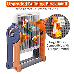 GarveeHome 8 in 1 Kids Table and Chair Set, Foldable Toddler Table and Chair Set for Kids Ages 3-10, Activity Table for Building Blocks, Drawing, Reading, Dining