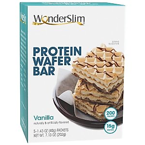 WonderSlim Protein Wafer Snack Bar, Vanilla, 200 Calories, 15g Protein, 0mg Cholesterol (5ct)