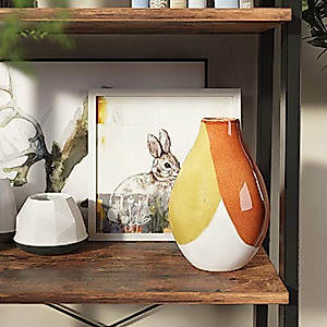 VASAGLE Computer Desk and 4-Tier Storage Shelf Bundle, 55 Inch Writing Desk with 2 Storage Shelves, Ladder Shelf with X-Bar, Steel Frame, Rustic Brown and Black ULWD55X and ULLS44X