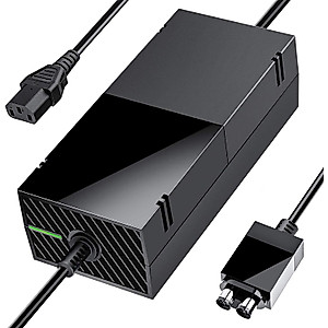 SUMLINK Power Supply Brick for Xbox One, AC Adapter Cable Replacement Kit for Xbox One Console Games, Auto Voltage 100-240V, Black