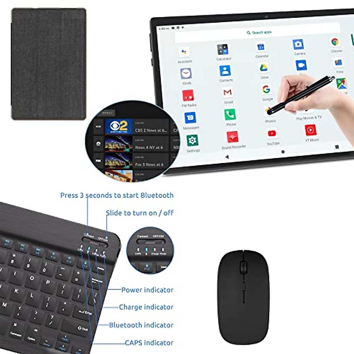 2 in 1 Tablet, 10 inch Android 11 Tablet with Keyboard 4GB+64GB+512GB Expandable Dual Camera, IPS Touch Screen Tablet Computer, WiFi, Bluetooth, Long Battery Life, Google Certified Tablet PC, Black