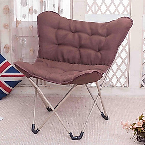 LLLY Lazy Sofa,Foldable Saucer Moon Chair Dorm Club Chair Half Round Soft Comfortable Short Plush Faux Padded Seat for Adult or Teens,Brown 40cmx50cmx87cm