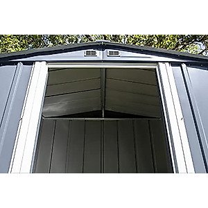 Arrow Sheds 10' x 5' Galvanized Steel 3-in-1 Pad-Lockable Outdoor Utility Storage Shed, Anthracite