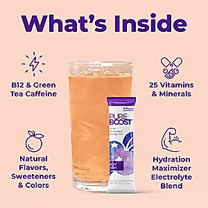 Pureboost Clean Energy Drink Mix + Immune System Support. Sugar-Free Energy with B12, Multivitamins, Antioxidants, Electrolytes (Acai Alert, 30 Count)