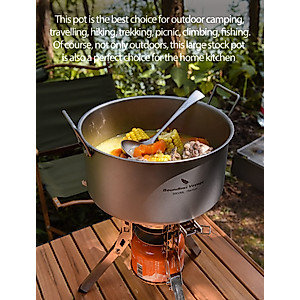 Boundless Voyage 5L Titanium Stock Pot with Lid Folding Handle Soup Pot for Outdoor Camping Hiking Picnic Home Kitchen Ultralight Cookware Ti2104C