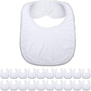 Geyoga 20 Pieces Sublimation Blanks White Bibs for Baby Decorating Washable Reusable Fabric Bibs (White)