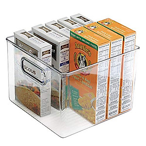 iDesign Kitchen Binz BPA-Free Plastic Deep Stackable Organizer with Handles - 8" x 8" x 6", Clear (Pack of 2)