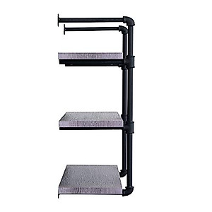 Christopher Knight Home Caden Industrial Three Tier Faux Wood Wall-Mounted Shelf, Finish, Light Gray + Texture Black