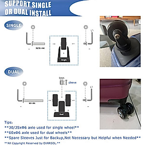 50mm Set of 4 Luggage Suitcase Replacement Wheels for Trolley Case Wheels Travel Bags Caster Inline Roller Skating Roller Swivel Rubber Wheels Bearings Repair Kits with Axles 30mm&35mm&60mm