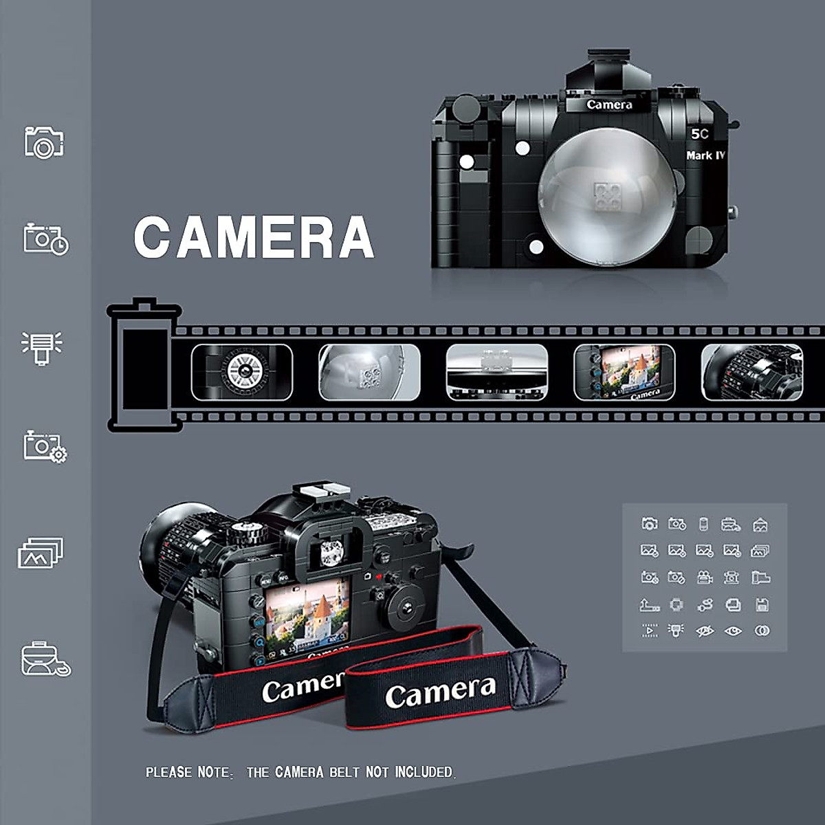 Uvini Adult Building Set, Building Blocks Camera, DIY STEM Toys, Best Gift for Adult, Teens, Collectible Model Digital Camera to Build 813pcs