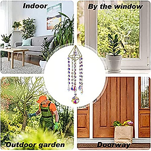 H&D HYALINE & DORA Crystal Suncatcher Wind Chimes,Window Hanging Ornament,Chandelier Aurora Rainbow Crystal Prisms Ornament Garden Outdoor Decoration Pendant