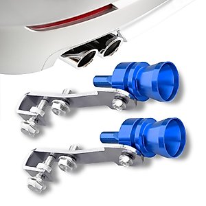 Crynod Pack-2 Car Turbo Whistle, Sound Whistle Simulator, Exhaust Pipe Whistle, Metal Tail Whistle, Car Roar Maker, Sound Booster, Automotive Decoration, Universal for Cars, Motorcycle (Blue)