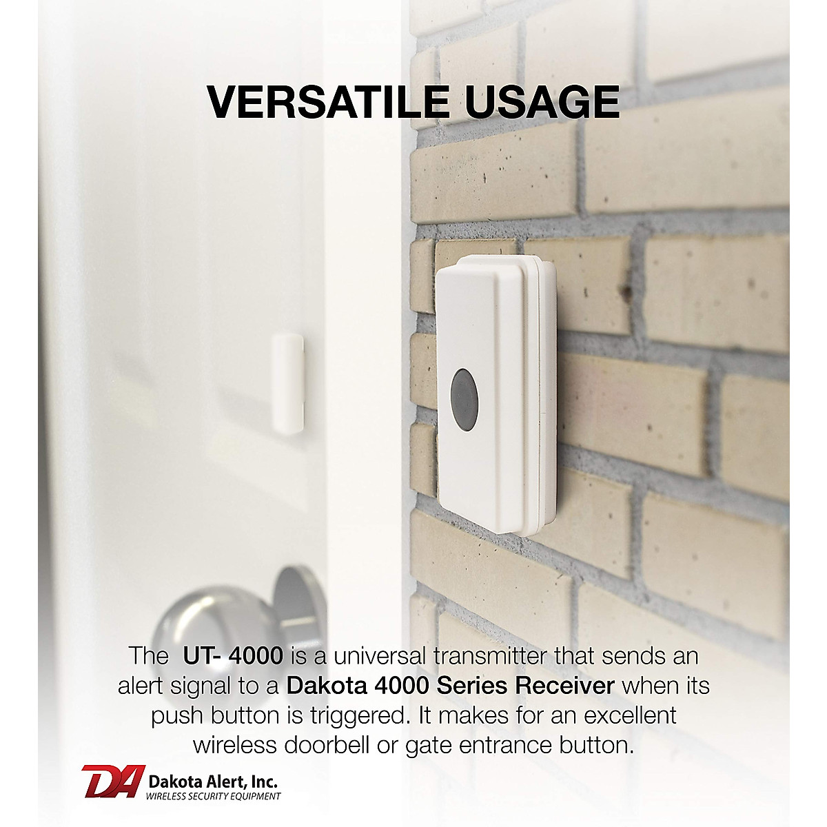 Dakota Alert UT-4000, Universal Transmitter for Wireless Home Security & Doorbell-1 Mile Long Range, Compatible with 4000 Series Receiver, Driveway Alarms Wireless, Mailbox Alert, Weatherproof Sensor