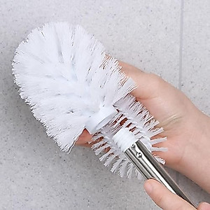 Household Toilet Bowl Brush Floor Stand Double Sided Brush Head Toilet Brush Stainless Steel Long Handle Toilet Cleaner Brush