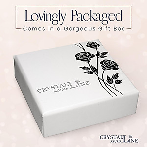 Crystalline Azuria Women 18K Rose Gold Plated White Crystal Roses Flowers Necklace and Earrings Set for Women Wedding Party Bridal Bridesmaid Accessories