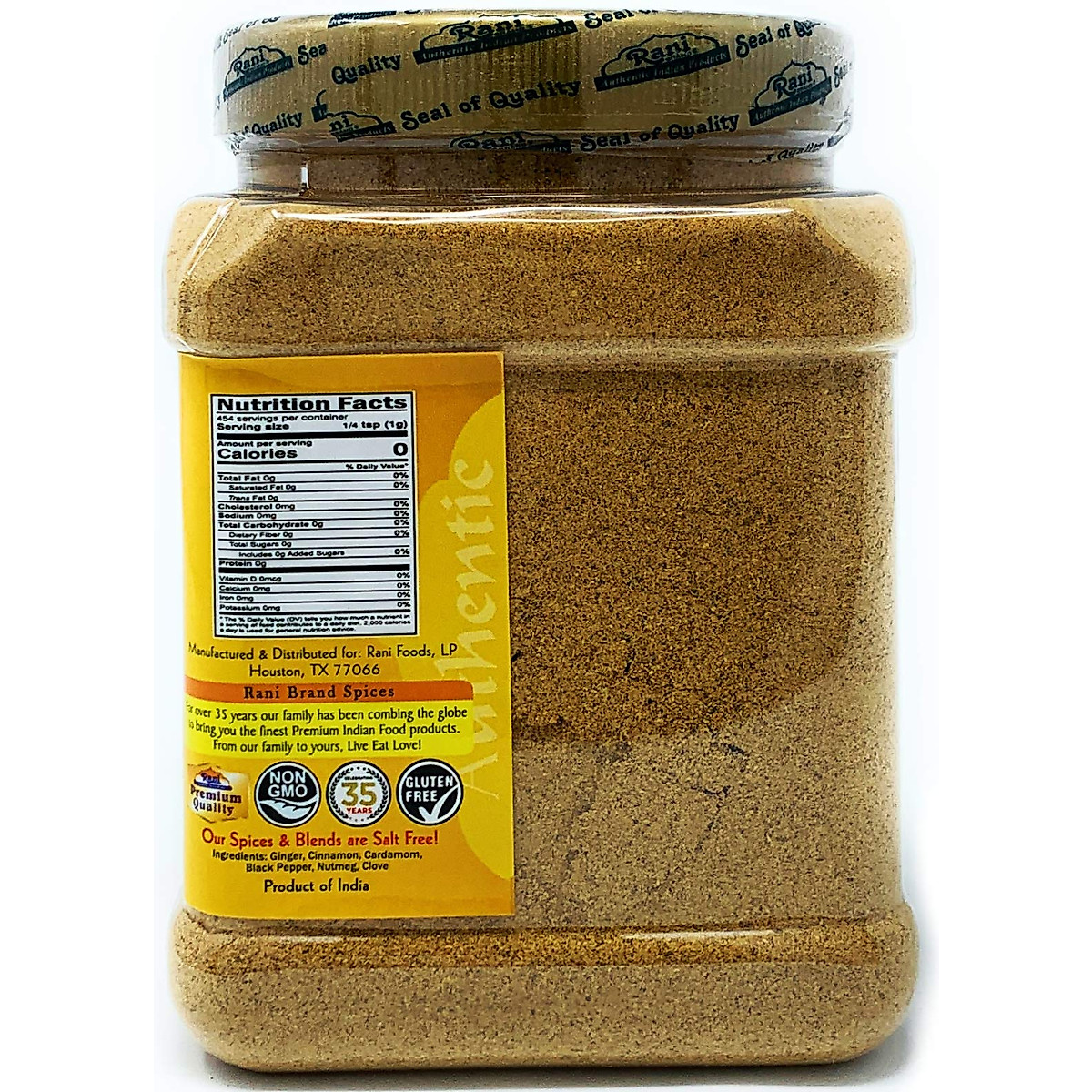 Rani Tea (Chai) Masala Indian Spice Blend 16oz (1lb) 454g Bulk PET Jar ~ All Natural | Vegan | Gluten Friendly | Salt & Sugar Free | NON-GMO | No Colors | Indian Origin
