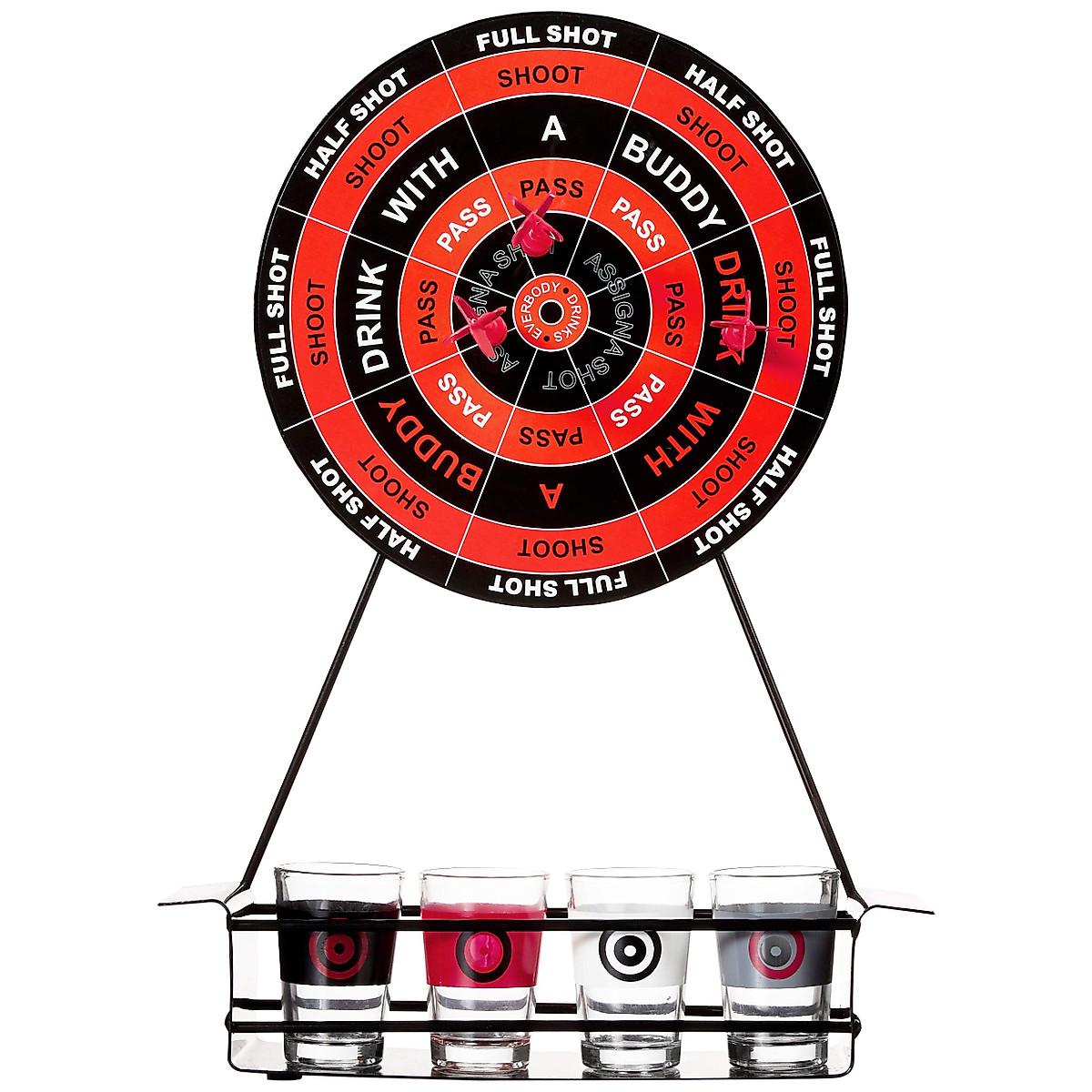 Crystal Clear Shot Glass Darts Bar Game, 10 Piece Set, Biack