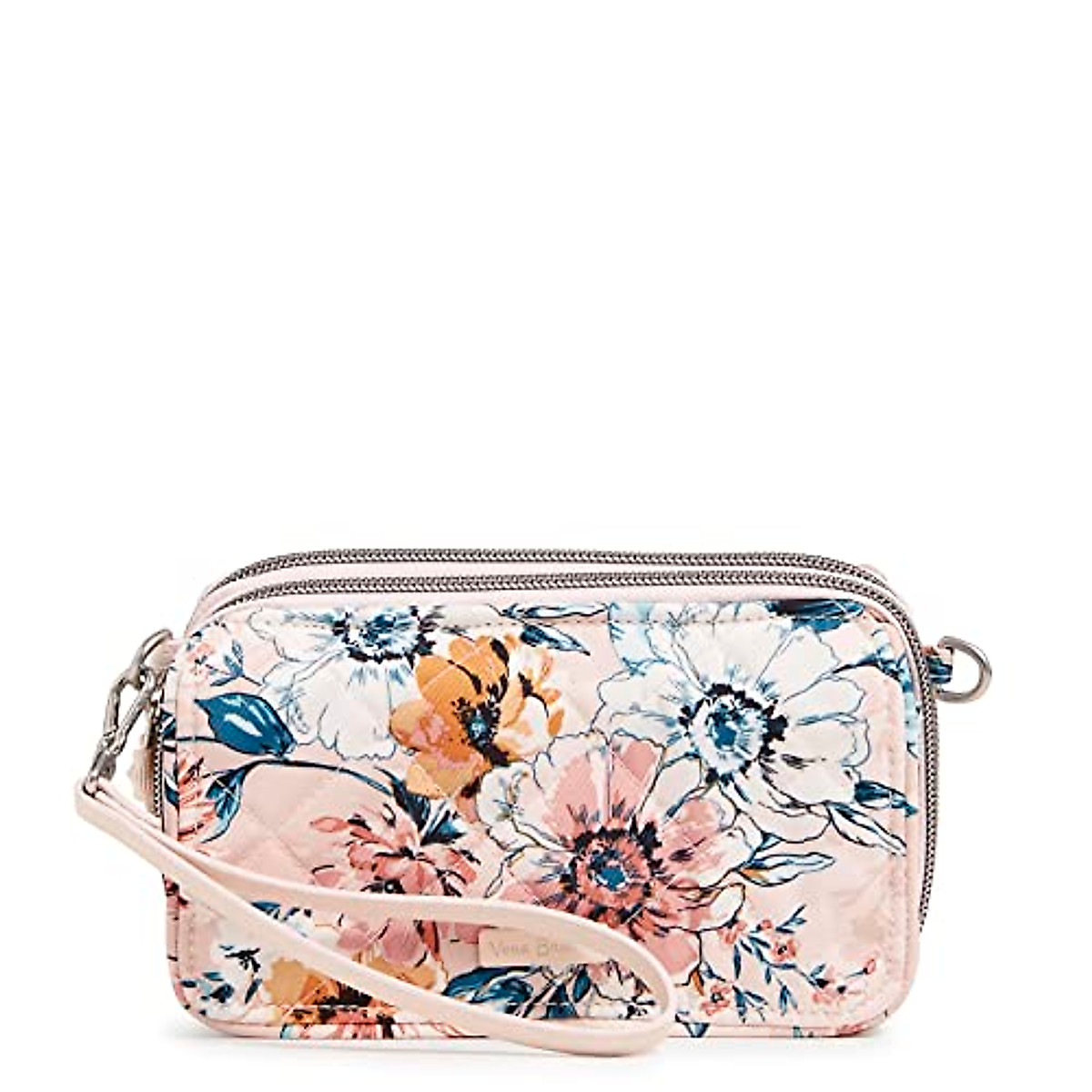 Vera Bradley Women's Performance Twill All in One Crossbody Purse With RFID Protection, Peach Blossom Bouquet, One Size