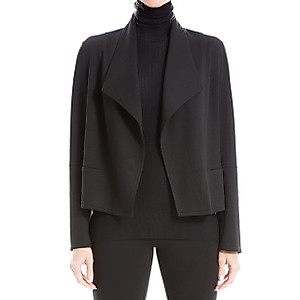 Max Studio Women's Scuba Drape Front Jacket, Black, Small
