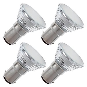 Newhouse Lighting 2.3W (20W Equiv.) Modern GBF Base LED Elevator Bulb BA15D, Halogen Replacement, 12V, 3000K, 200 Lumens, 4-Pack, White (GBF-2320-4)