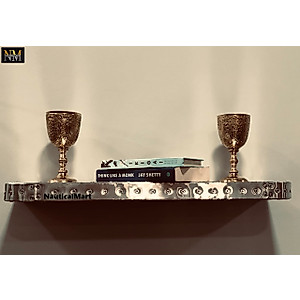NauticalMart Floating Metal Shelf Silver Finish Deco Rack Aluminum Industrial Metal Urban Modern Design Aviator Inspired Aviation Rack Wall Mounted
