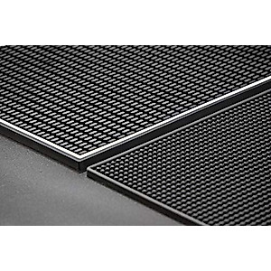 Highball & Chaser Bar Mat 18in x 12in, Thick Durable and Stylish Bar Mat for Spills. Non Slip, Non-Toxic, Service Mat for Coffee, Bars, Restaurants Counter Top (2 Pack, Black)