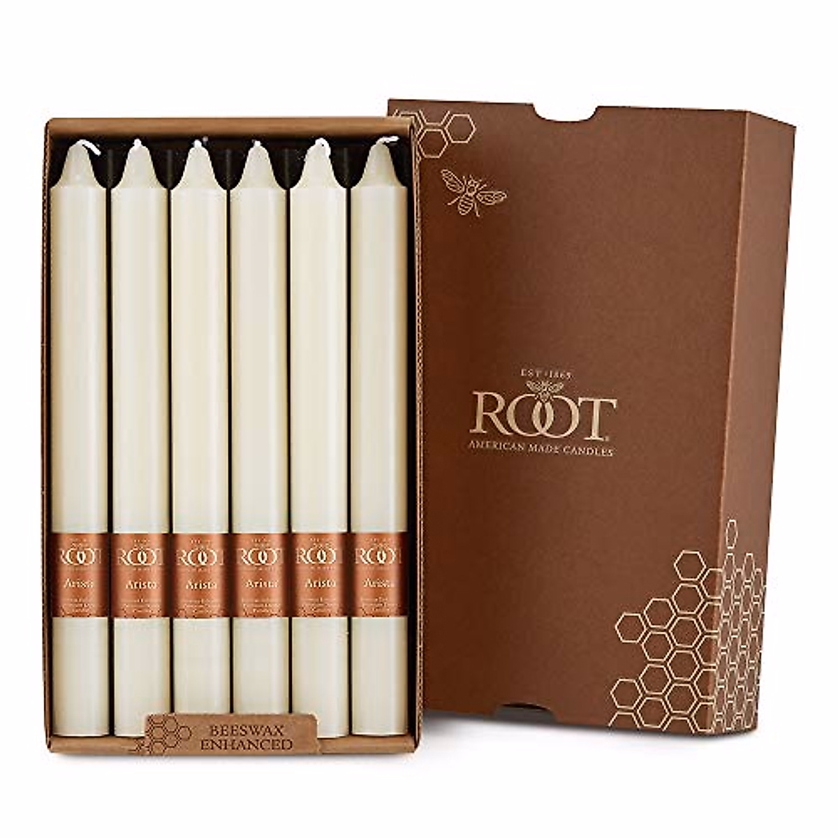 Root Candles Unscented Smooth Arista 9-Inch Dinner Candles, 12-Count, Ivory