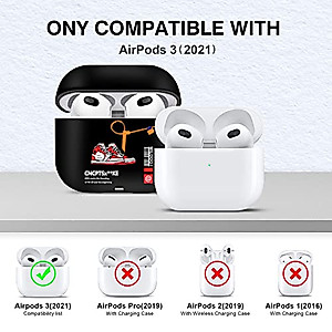 EJMM for Airpods 3rd Generation Case, Cool Sports Shoes Design TPU Protective Accessories Skin with Keychain Compatible with Airpods 3rd Generation for Men Boys Teen Girls,Black Red Shoes