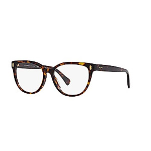 Ralph by Ralph Lauren Women's RA7153 Oval Prescription Eyewear Frames, Shiny Dark Havana/Demo Lens, 53 mm