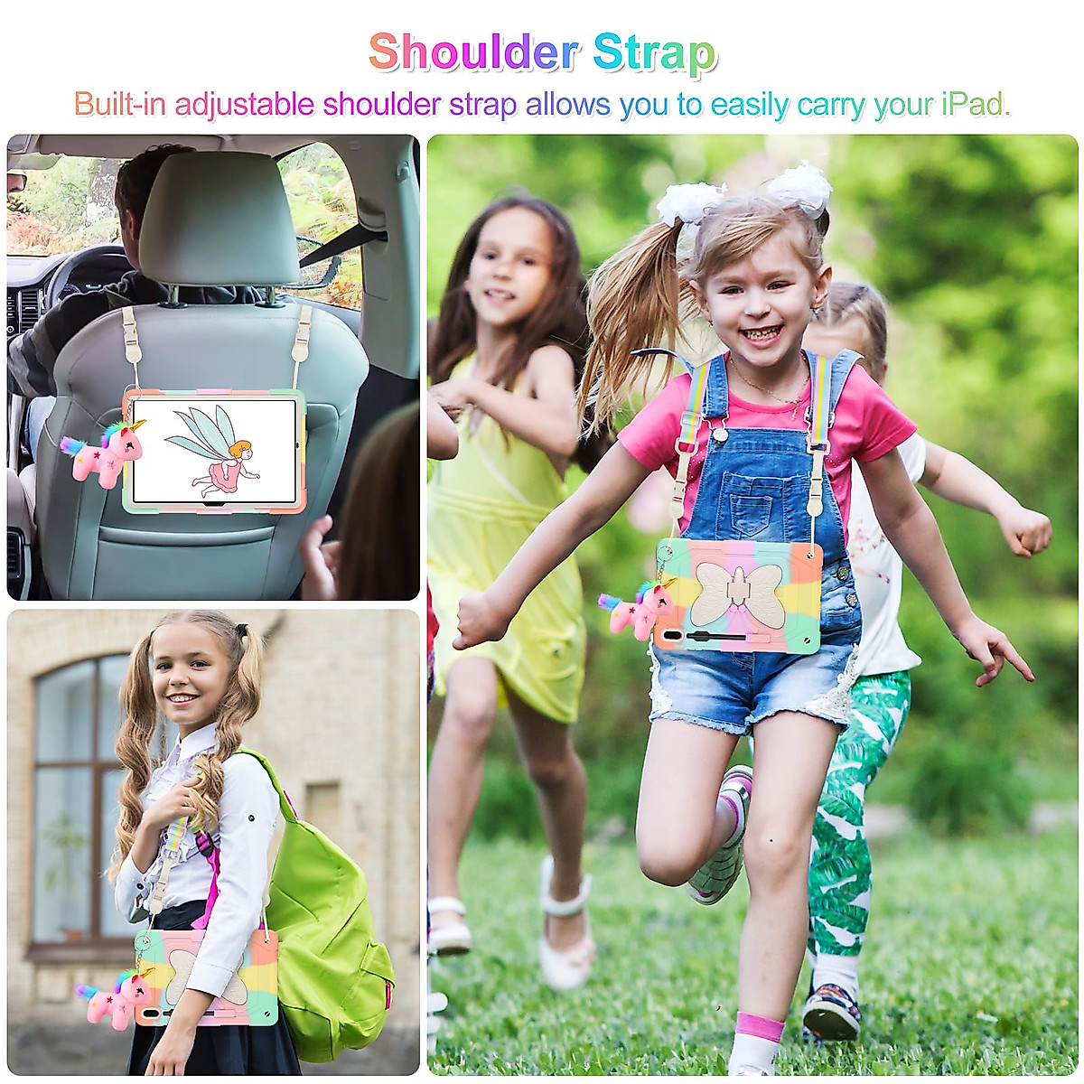 for Galaxy Tab S8 Plus Case for Galaxy Tab S7 FE Case with Screen Protector Butterfly Stand Strap Dolls Pencil Holder Hard Cover Kids Girls for Galaxy Tab S8+ 2022/S7 FE 2021/S7+2020 12.4''-Pink