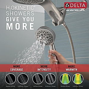 Delta Faucet HydroRain 5-Spray H2Okinetic Dual Shower Head with Handheld Spray, Brushed Nickel Shower Head with Hose, Handheld Shower Head, 2.5 GPM Flow Rate, Lumicoat Stainless 58680-SS-PR25