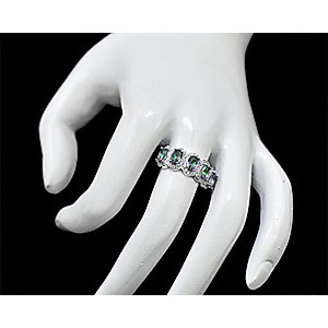 6X4 MM Oval Cut Rainbow Fire Mystic Topaz Ring 925 Sterling Silver November Birthstone Promise Ring Christmas Gift For Girlfriend Gift Women Jewelry Gift For Her (Sterling Silver, 8.75 US)