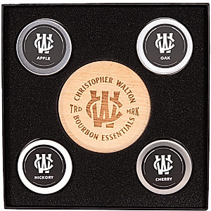 Christopher Walton - Cocktail Smoker Gift Set for the Bourbon and Whiskey Enthusiast with 4 types of Wood Chips, Cherry, Apple, Oak, and Hickory