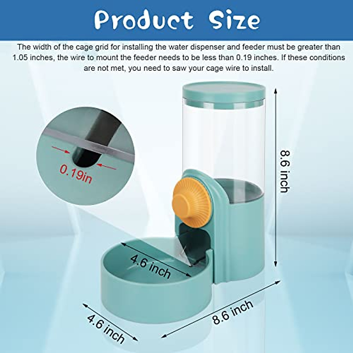 Rypet Rabbit Automatic Feeder, 35oz Hanging Automatic Bunny Food Dispenser with Lid for Small Animals,Guinea Pig, Rabbit, Ferret