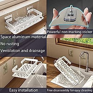 JIAJIAHAO Bathroom Shower Organizer, Adhesive Shower Caddy with Soap Holder and Hooks, No Drilling Wall Mounted Shower Shelf for Inside Shower, Bathroom, Dorm, Kitchen, 5-Pack, White