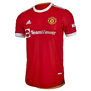 adidas Men's Manchester United Home Authentic Soccer Jersey 2021/22 (Medium) Red