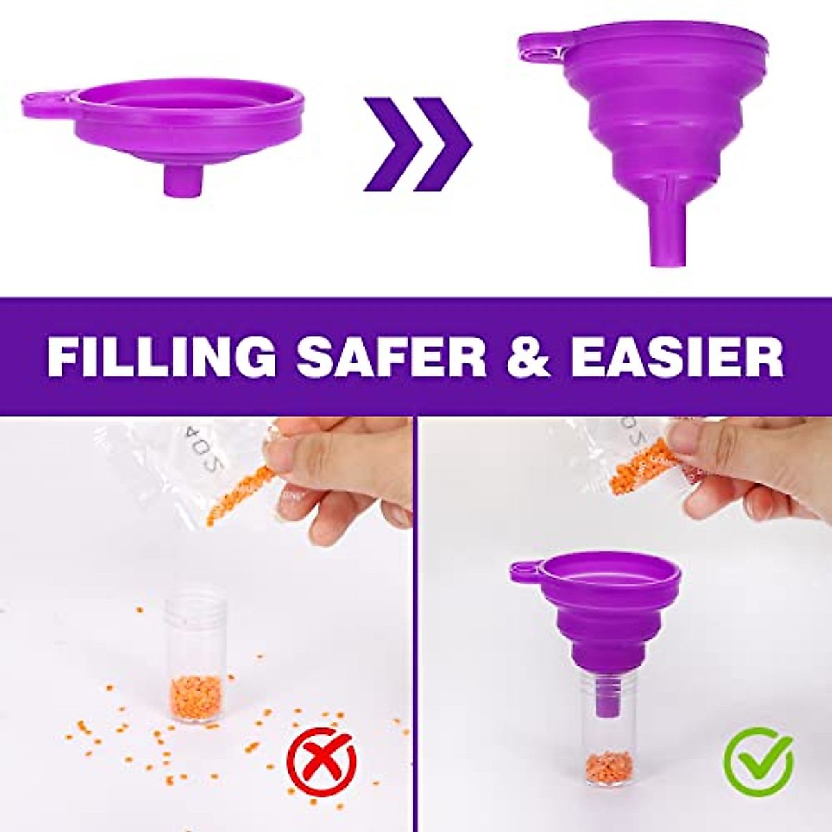 Quefe 60 Slots Diamond Painting Storage Containers, Diamond Art Accessories and Tools Kit Box with Shockproof Jars for DIY Diamond Art Craft Jewelry Bead Rhinestones Organizer