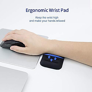 Mouse Wrist Rest Pad Padded Memory Foam Hand Rest Support for Office, Computer, Laptop, Mac Typing and Wrist Pain Relief (5.12 inch, Black)