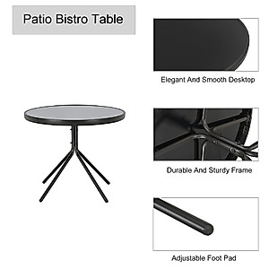 LOKATSE HOME 3 Pieces Outdoor Patio Chaise Lounge Chair Lounger Seating Furniture Set with Cushions and Table, Light Blue