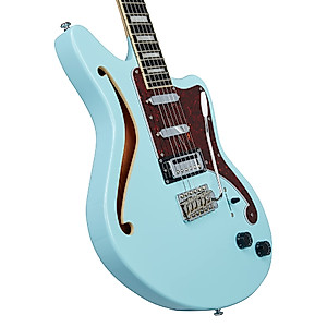 D'Angelico 6 String Semi-Hollow-Body Electrical Guitar, Right, Sky Blue (DAPBEDSHSBMCS)