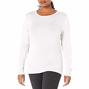 WonderWink Layers Women’s Silky Long Sleeve Tee — White, Medium