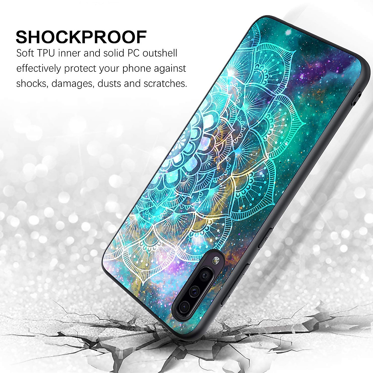 BENTOBEN Case for Samsung Galaxy A50 / A50s / A30s Case (2019), Slim Fit Glow in The Dark Soft Flexible Bumper Protective Shockproof Anti Scratch Cases Cover for Samsung Galaxy A50, Mandala in Galaxy