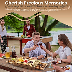 Giate 2 Drawer Acacia Wood Cheese Board |Charcuterie Boards Gift Set - Elegant for Mom - Chauratri Board Set & Knife Set -Charcuterie Board Large House Warming Gifts New Home
