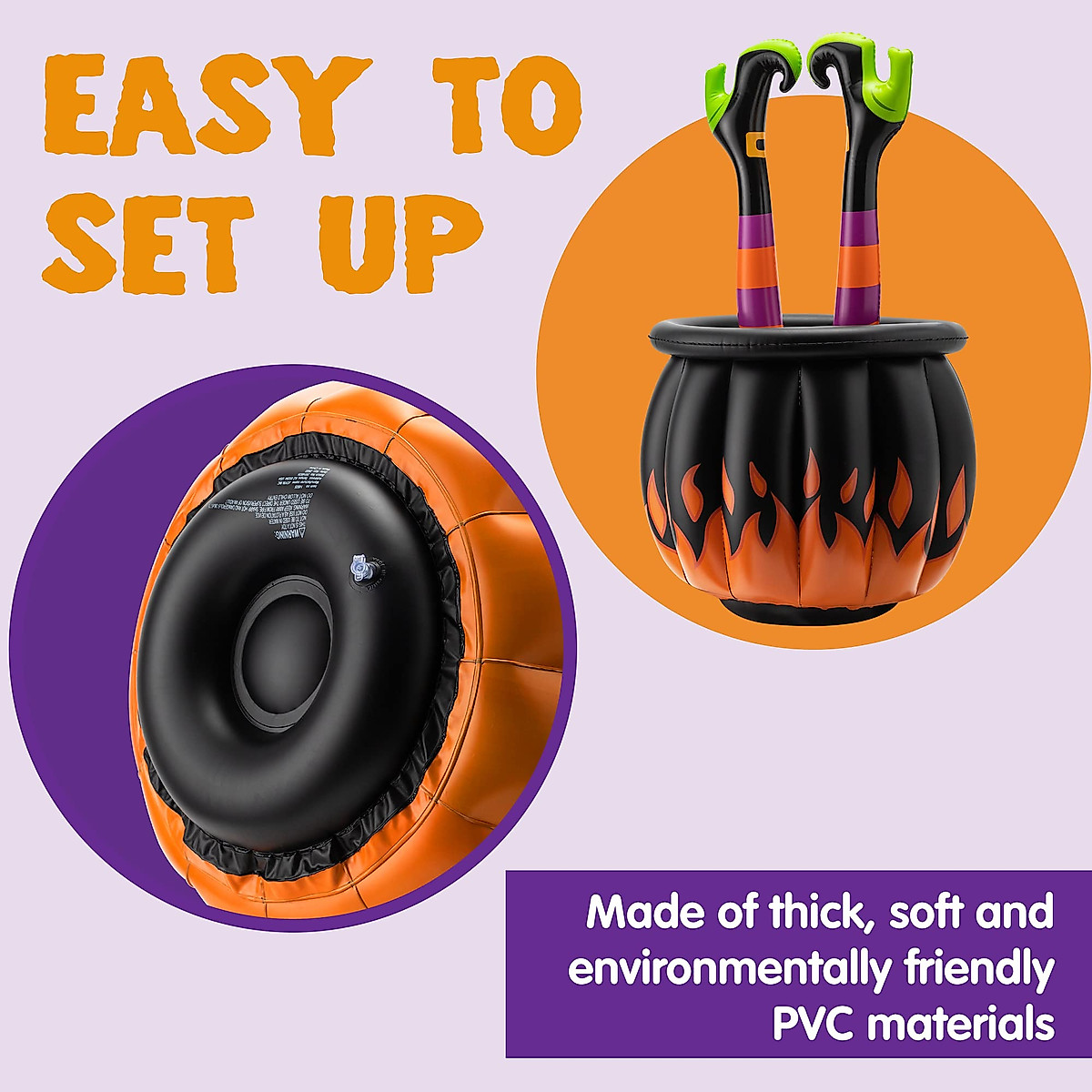 JOYIN 3.2FT Halloween Inflatable Witch Legs in Cauldron Cooler, Halloween Cooler for Drinks, Decoration Theme Party Décor, Party Supplies for Halloween Parties, Lawn Inflatables Home Family Outside