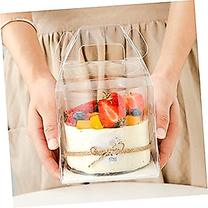 Zerodeko 10pcs Boxes Portable Cake Box Disposable Containers Food Containers Disposable Mini Boxes Bakery Boxes Containers with Lids Transparent Bakery Box Candy Packing Box Cake Container