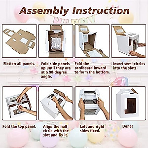 Monrocco 6 Pack Tall Cake Boxes for Tier Cakes - Large Cake Box with Window and Handle in 2 Sizes 10x10x12 & 12x12x14 Inch, Tiered Cake box Disposable Cake Container for Wedding Party Birthday