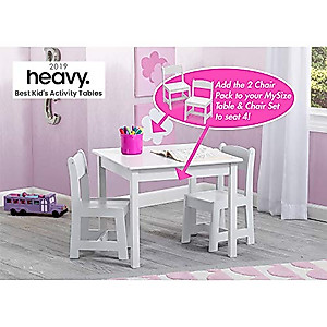 Delta Children MySize Kids Wood Table and Chair Set (2 Chairs Included) - Ideal for Arts & Crafts, Snack Time, & More - Greenguard Gold Certified, Bianca White, 3 Piece Set